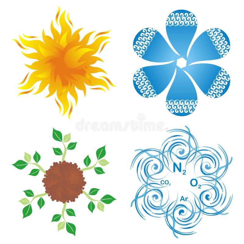 Symbols of four elements stock vector. Illustration of nitrogen - 29458401