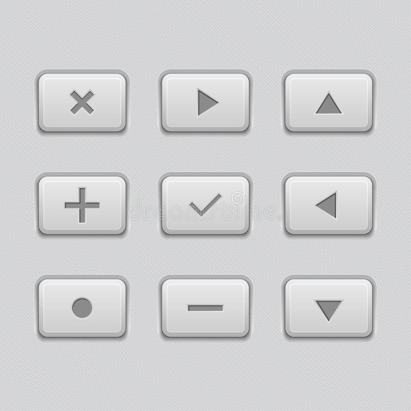 Symbols on gray UI buttons stock vector. Illustration of graphic ...