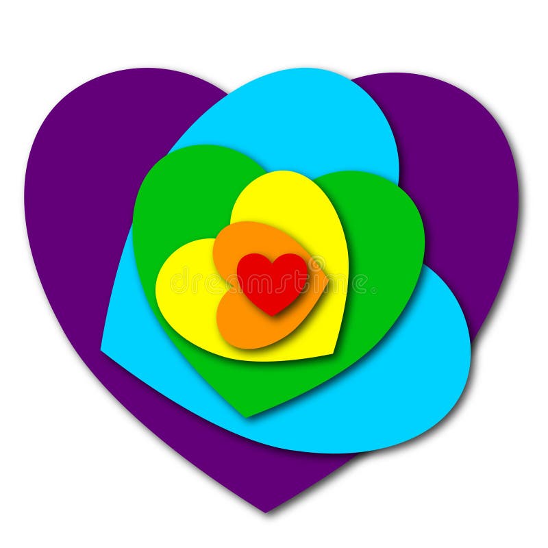 Symbols of the Heart in Different Colors on a White Background, Hearts ...
