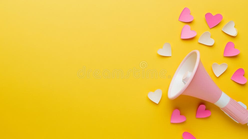 The Symbols of Hearts and Megaphone Speech Bubbles Signify Affectionate ...