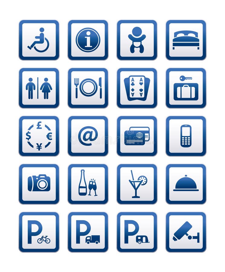 Symbols Hotel Services. Signs Set Motel Services Stock Vector ...