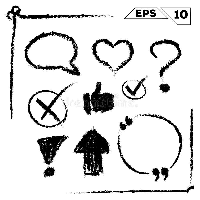 Symbols and Icons Hand Drawn Stock Vector - Illustration of heart ...