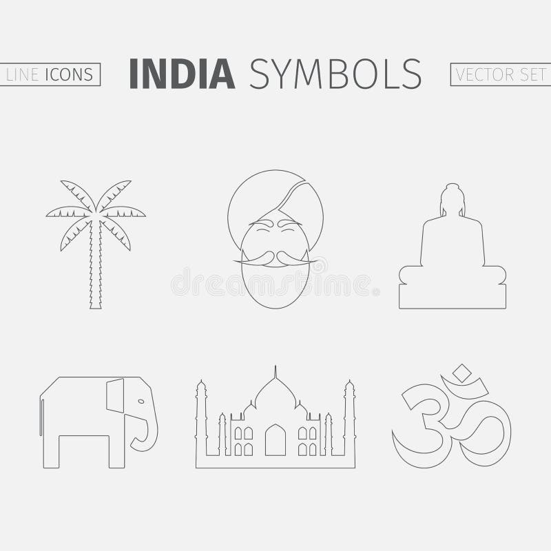 Symbols of India. Line Icon. Characteristic Icons Stock Vector ...