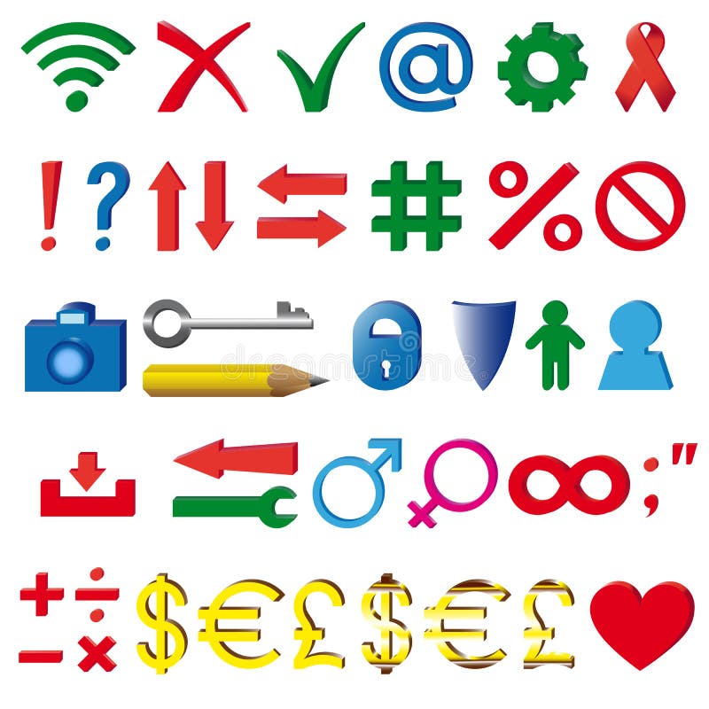 The Symbols and Indicia Used on the Internet Stock Vector ...