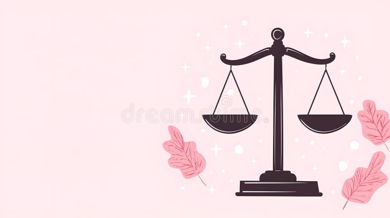 Symbols of Justice with a Modern Pink Background Stock Illustration ...