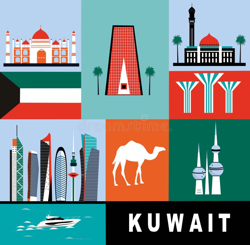Symbols of Kuwait. stock vector. Illustration of metropolis - 113322340