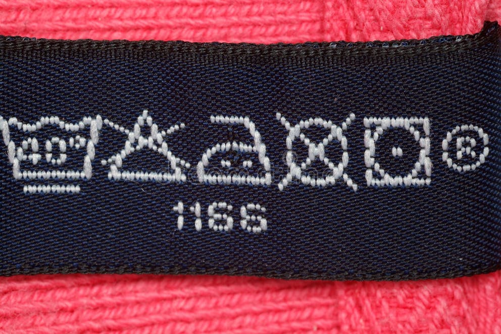 Symbols on Label Clothes. Close Up. Stock Photo - Image of cleaned ...