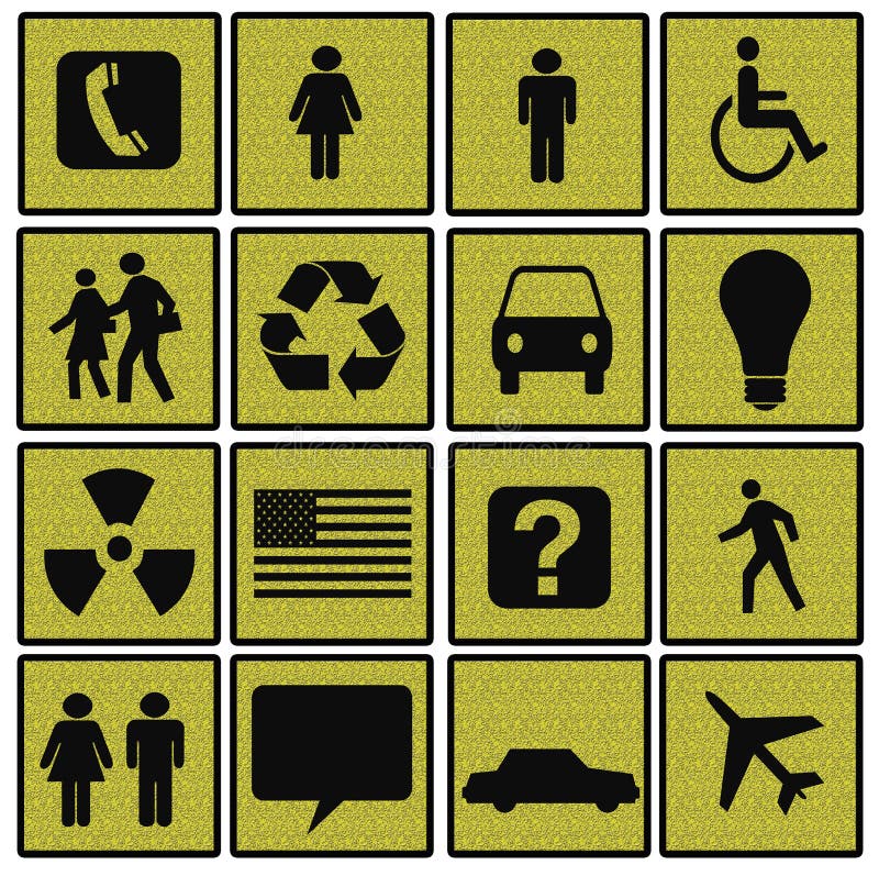 Symbols Of Modern Life On Textured Squares Royalty Free Stock Photo ...