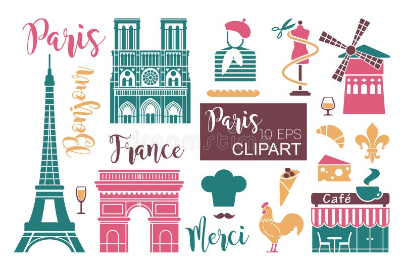 Symbols of Paris. a Set of Vector Illustrations Stock Vector ...