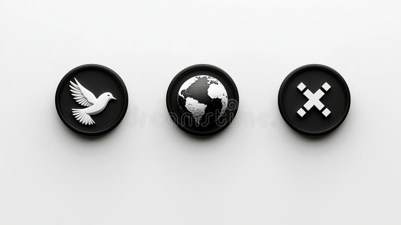 Symbols of Peace and Unity with Earth and Dove Icons Stock Photo ...
