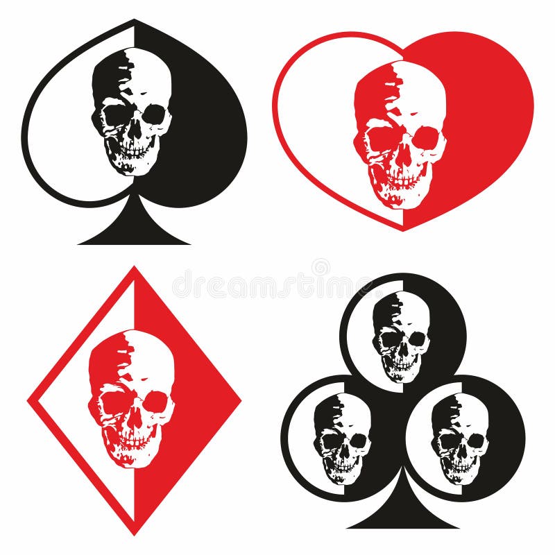 Symbols of Playing Cards with the Image of a Human Skull Stock Vector ...