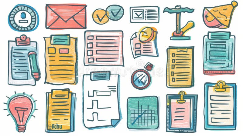 Symbols of Quality Control. Modern Hand-drawn Set of Signs with ...