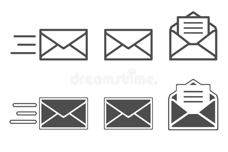 Symbols of Receiving Mail, Opening Envelope and Reading Messages or ...