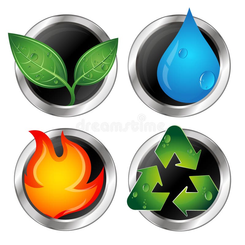 Symbols of Renewable Energy and Recycling Stock Vector - Illustration ...