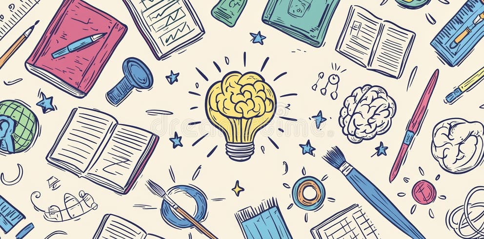 Symbols Representing Learning Concepts on a Paper Background. Stock ...