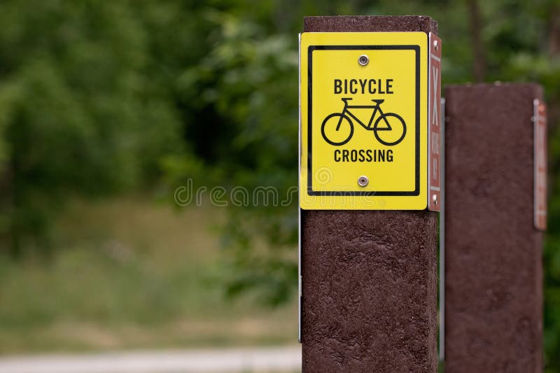 Symbols Road Path Signs Warnings Bicycle Crossing Stock Image - Image ...
