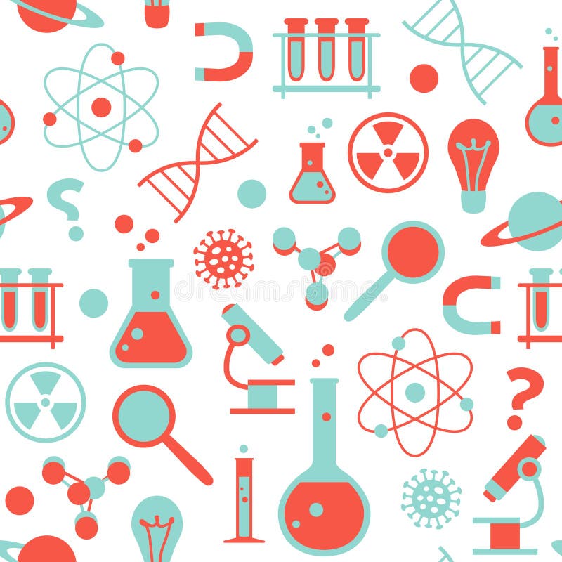 Symbols of Science Seamless Pattern Stock Vector - Illustration of ...