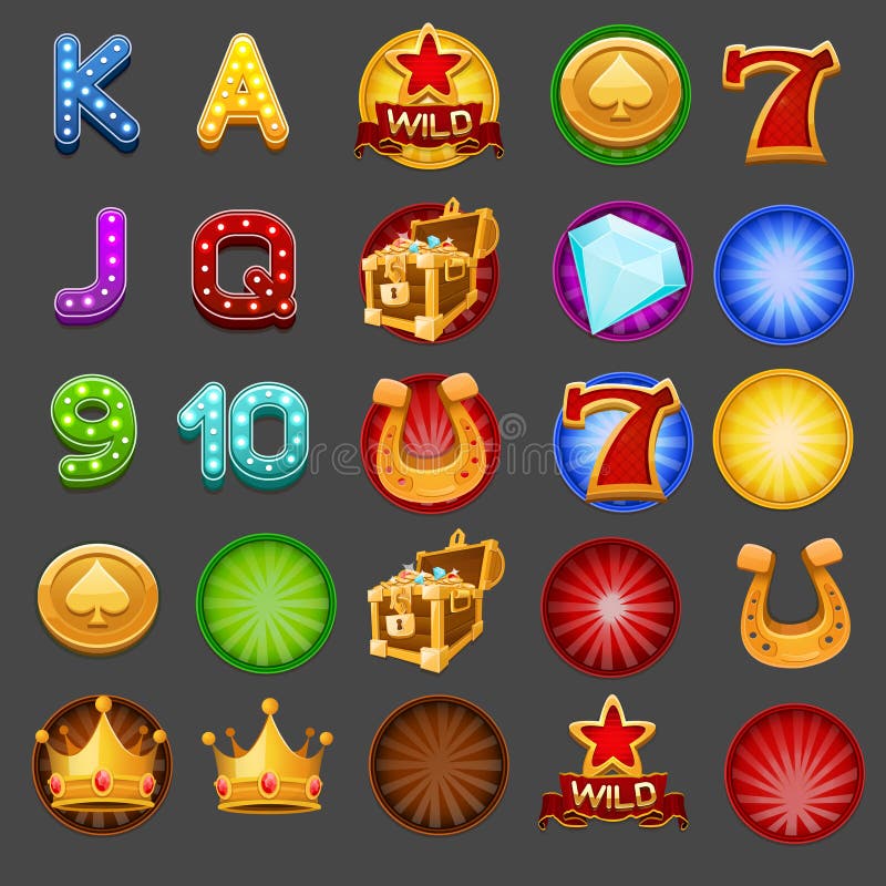 Vector Slot Machine Symbols Set Stock Vector - Illustration of lemon ...