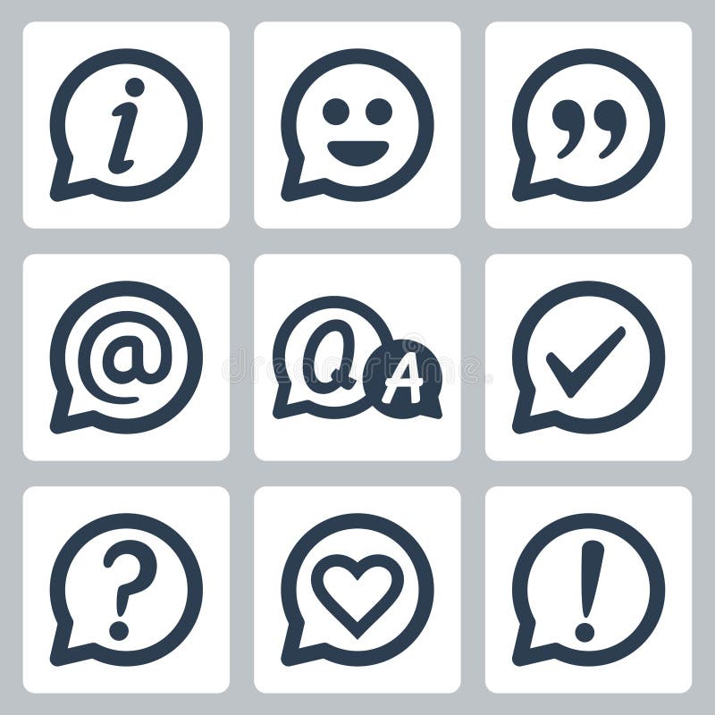 Symbols in Speech Bubbles Icon Set Stock Vector - Illustration of ...