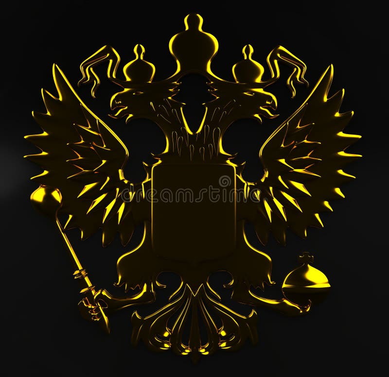 Golden Symbolism Of A Double-headed Eagle Stock Illustration ...