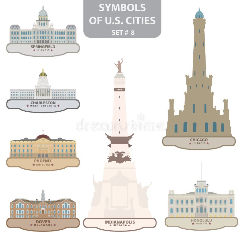 US States - Symbolized by the State Capitols Part6 Stock Vector ...