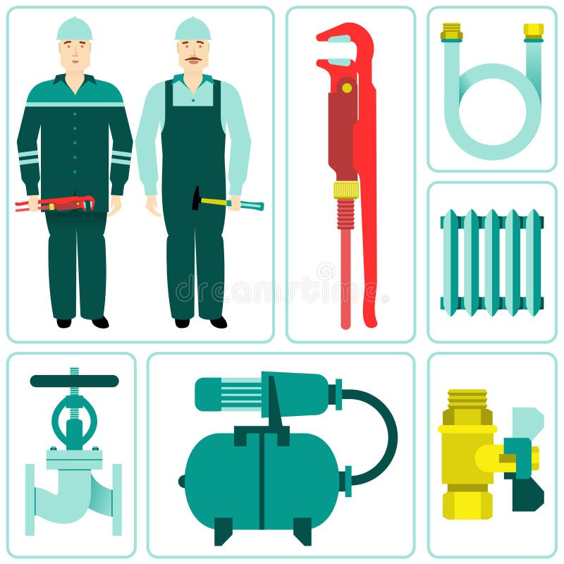 Illustration Av Vattenutrustning Och Verktyg, Vektor Med Enkelt ...