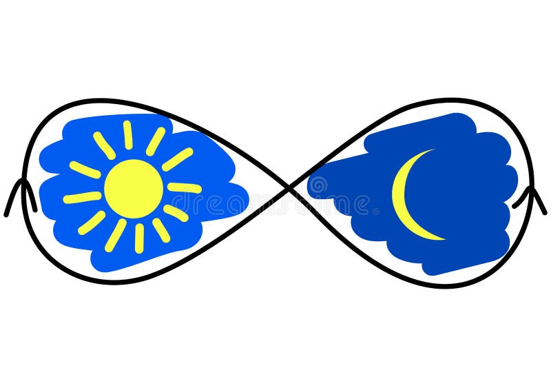 Symbool Van Eindeloos Dag En Nacht Oneindigheidsteken Stock Illustratie ...