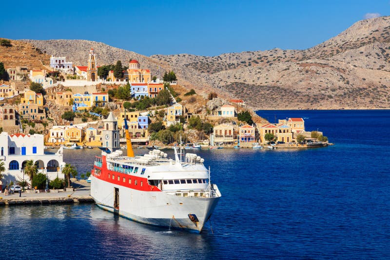 Symi Ferry Greece stock photo. Image of europe, landscape - 46694982