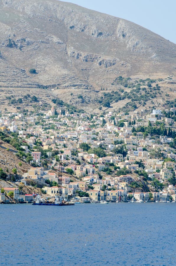 The Symi Island View from the Ship Stock Photo - Image of blue ...