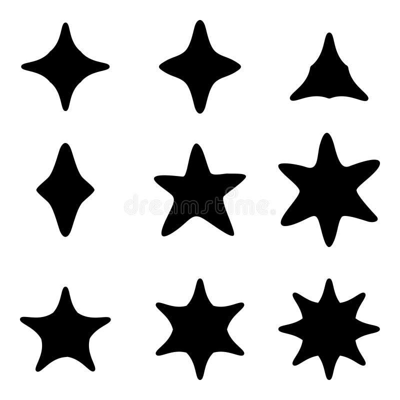 Symmetric and Asymmetric Star Set Stock Vector - Illustration of ...