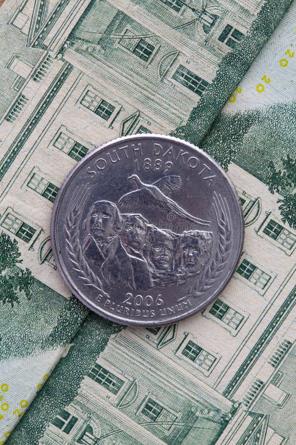 Symmetric Composition of US Dollar Bills and a Quarter of Ohio Stock ...