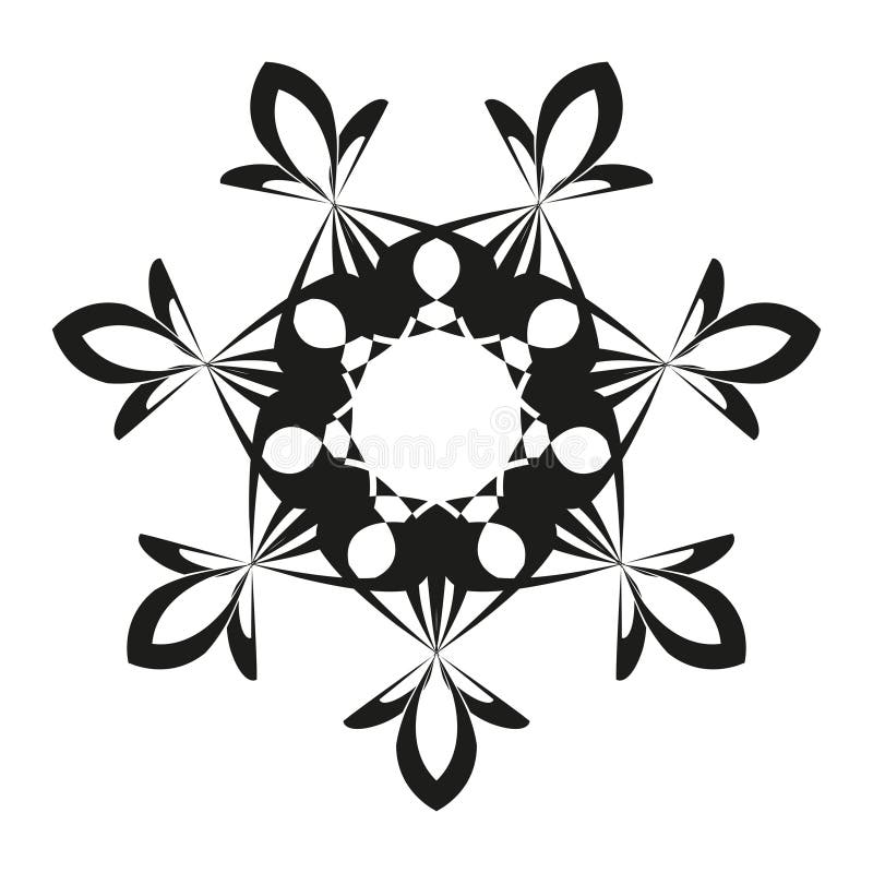 Symmetric Floral Pattern. Black White Contrast. Circular Petal Shape ...