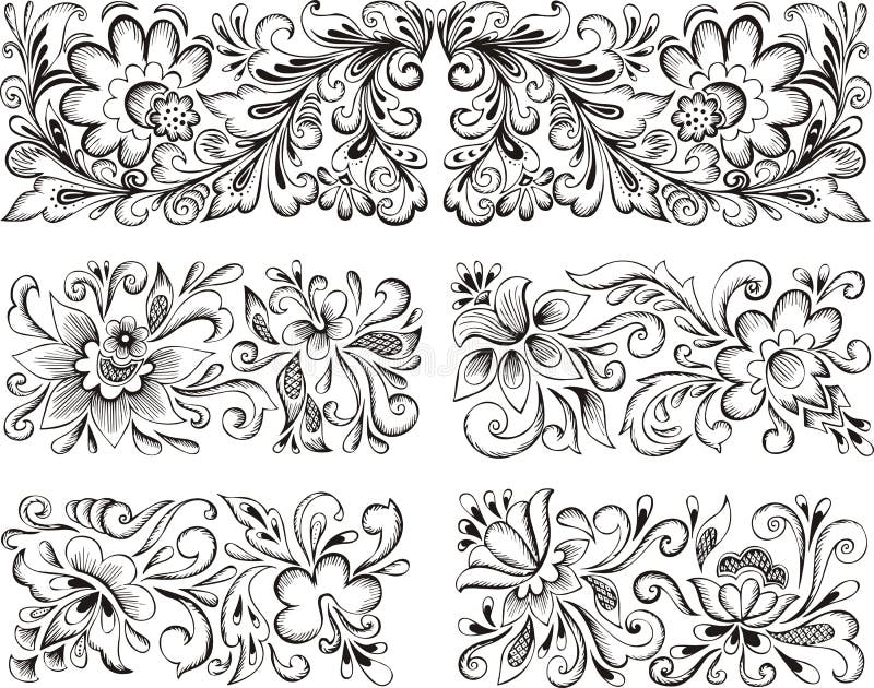Symmetric floral patterns stock vector. Illustration of slavic - 70709757