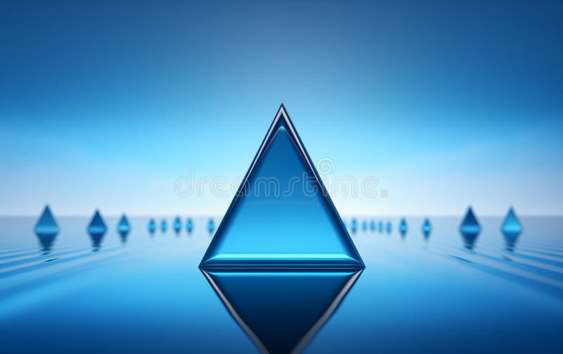Symmetric Glass Triangle Against the Background of Small Pyramids Stock ...
