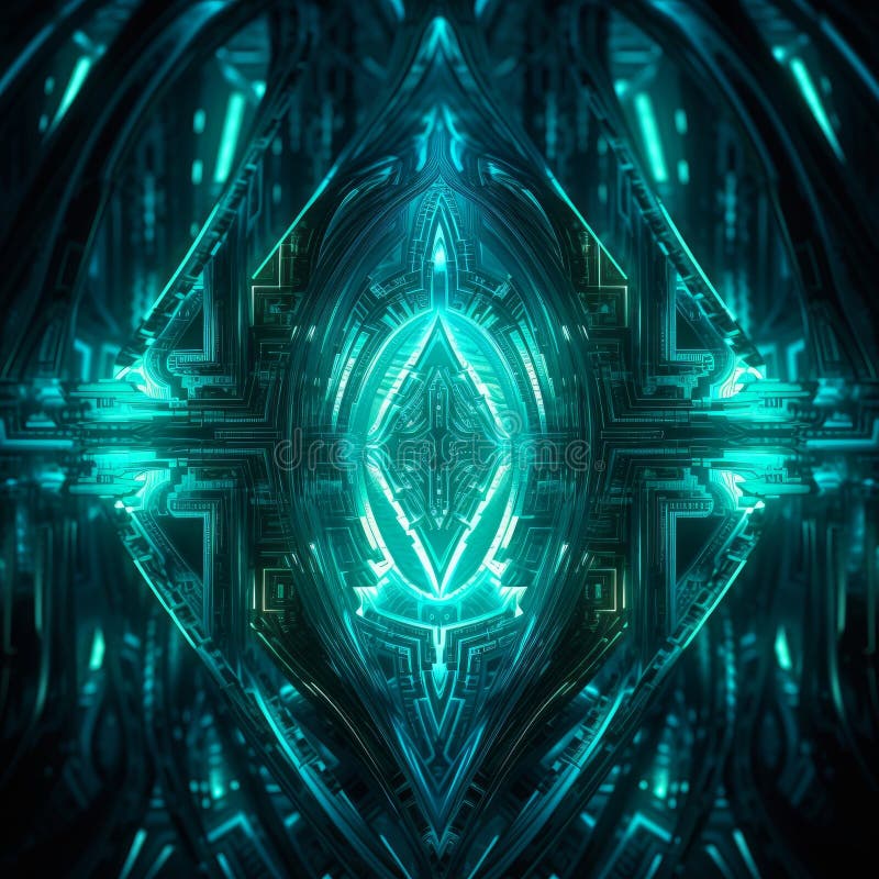 Symmetric Luxury: Intricate Design with Glowing Neon Lights and Unique ...