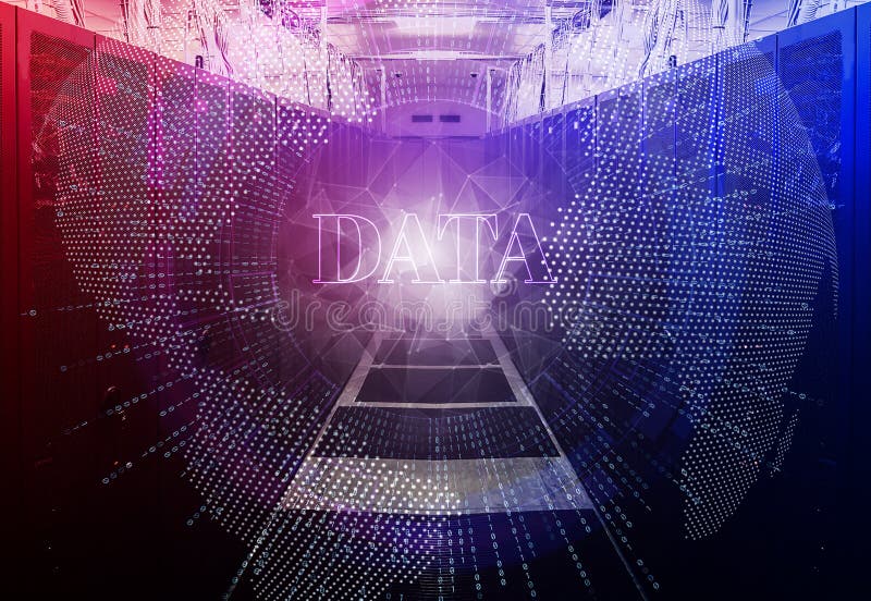 Modern Server Room Symmetry Ranks Supercomputers. Concept of Big Data ...