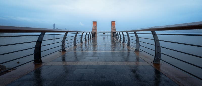 Symmetric View of a Bridge with the Sky on the Background Stock Image ...