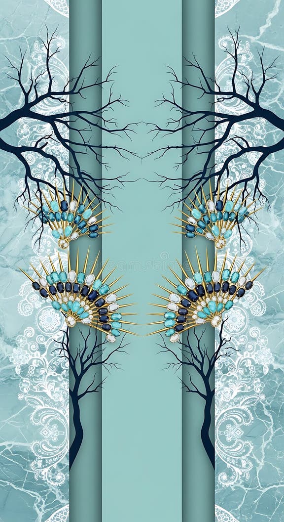 Symmetrical Abstract Art Featuring Bare Tree Branches and Ethereal ...