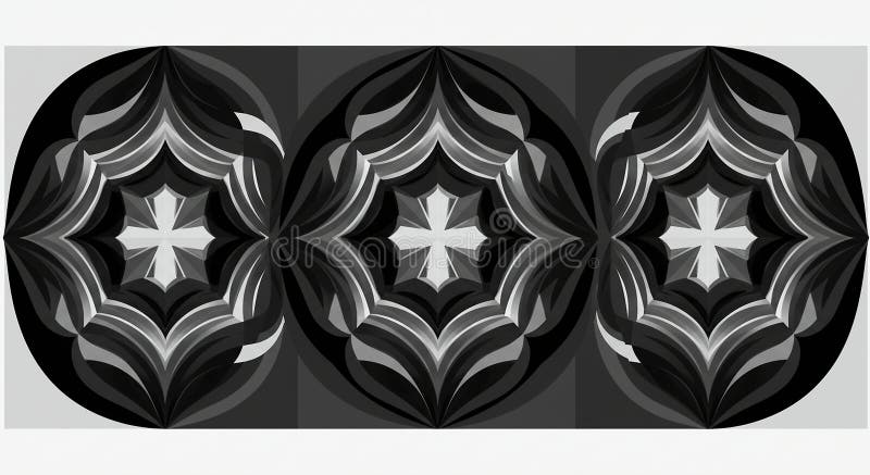 Symmetrical Abstract Design Featuring Three Repeating Circular Patterns ...