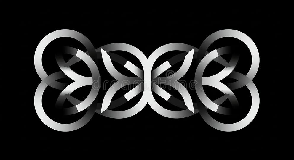 Symmetrical Abstract Design with Interlocking Black and White Loops on ...