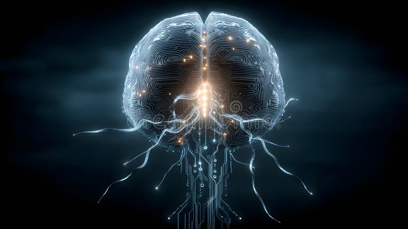 Symmetrical AI Brain with Digital Circuits - Sci-Fi Tech Stock ...