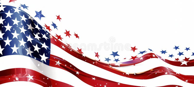 Symmetrical American Flag Background with Floating 3D Stars for ...
