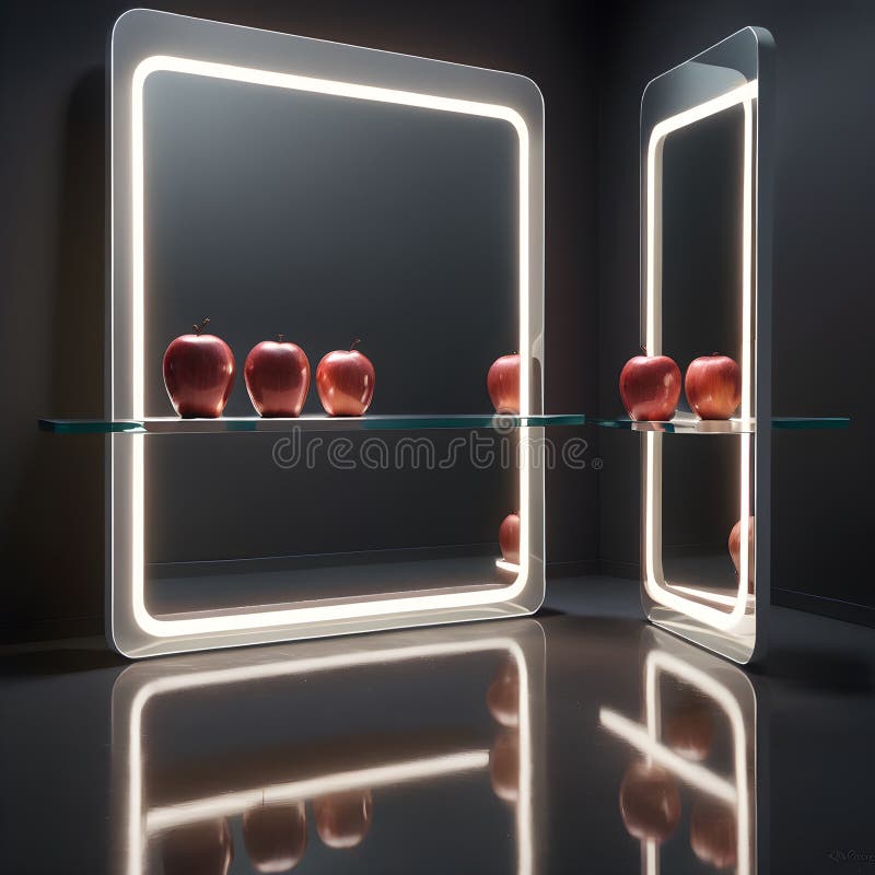 Symmetrical Apple Reflection: Mirrored Fruit Elegance Stock ...