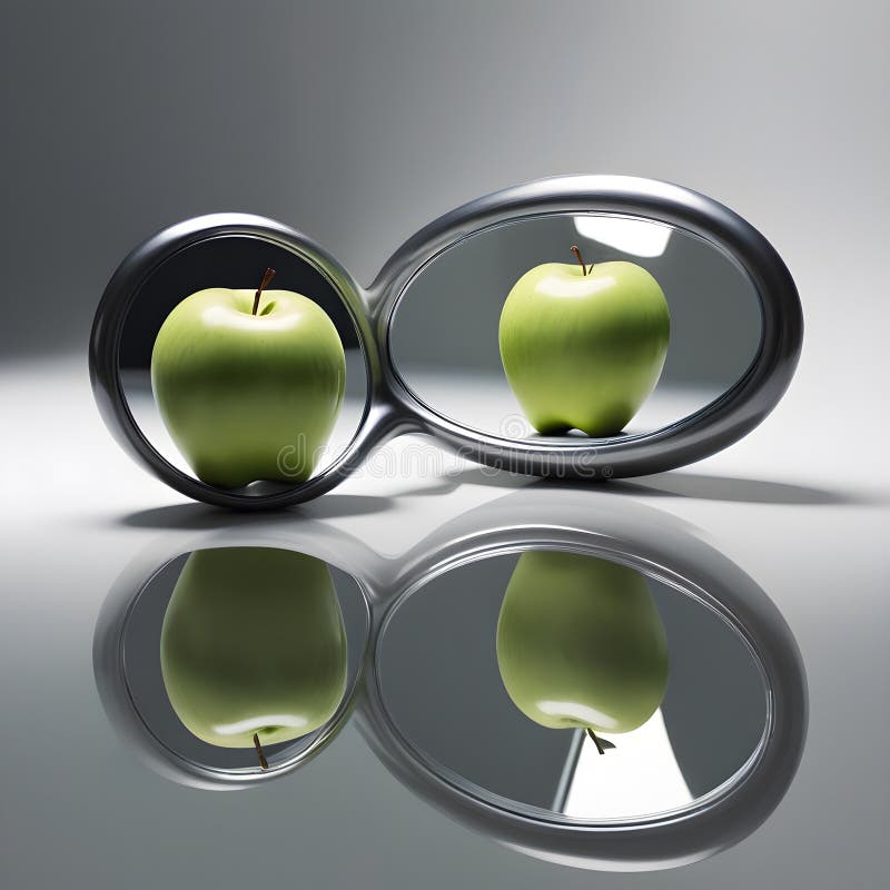 Symmetrical Apple Reflection: Mirrored Fruit Elegance Stock ...