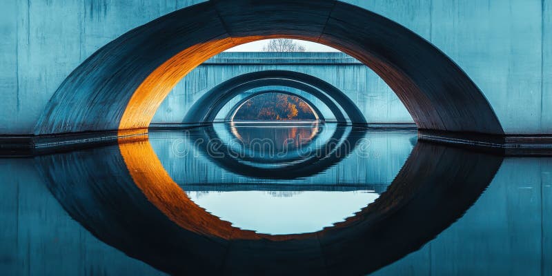 Symmetrical Arched Bridge Reflection on Tranquil Water at Dusk ...