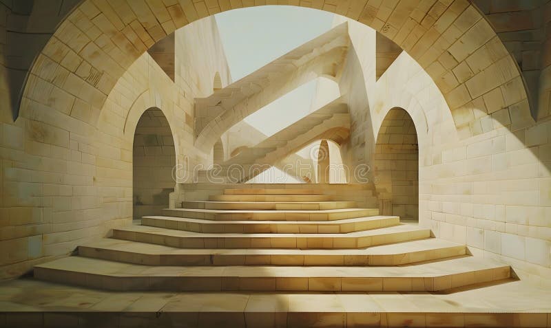 Ai Symmetrical Architectural Illusion with Soft Shadows Creating Depth ...