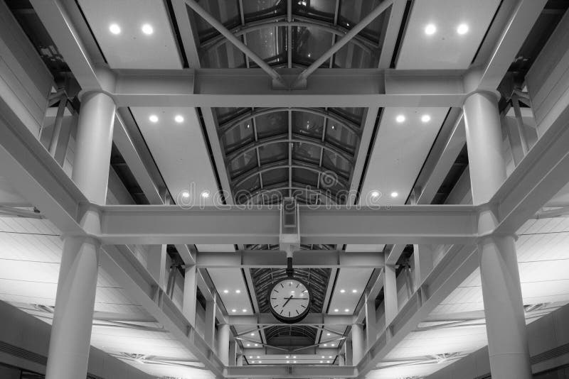 Symmetrical Architecture with Clock in Center Stock Image - Image of ...