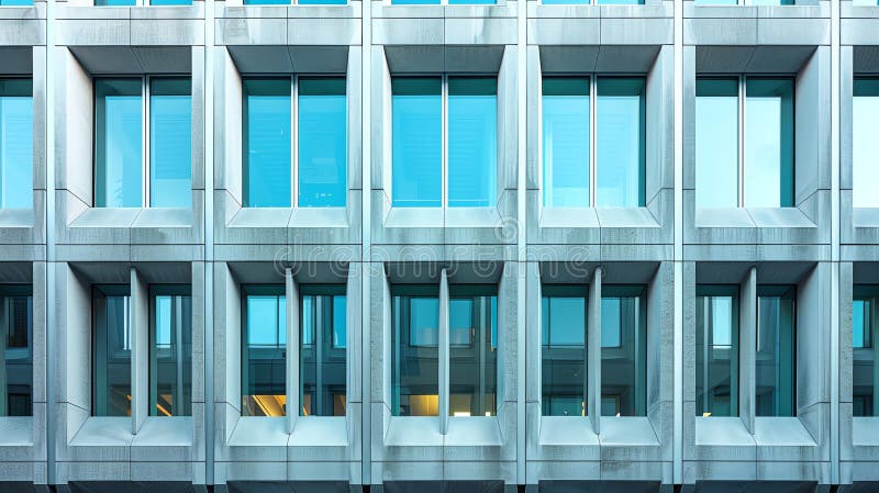 Symmetrical Architecture of a Modern Building, Close-up on the ...