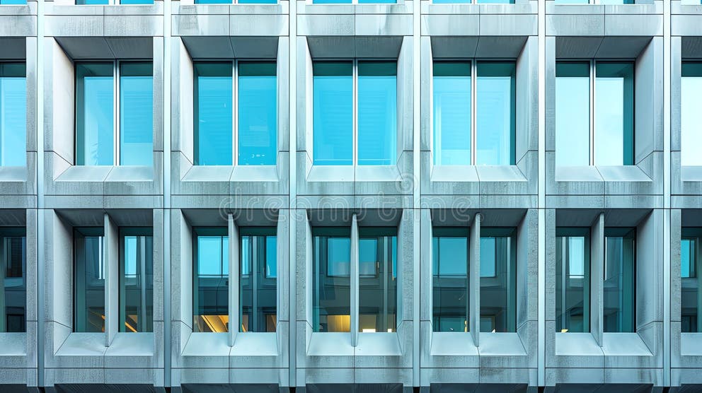 Symmetrical Architecture of a Modern Building, Close-up on the ...