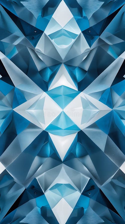 Symmetrical Arrangement of Blue Triangular Patterns on Icy Wallpaper ...